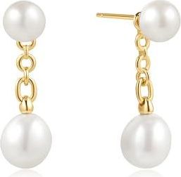 Ania Haie Boucles doreilles pour femmes Chic Creator Freshwater Pearl Stud Jackets en argent sterling 925 plaqu&eacute; or 14 carats, orn&eacute;es de 4 perles deau douce, ta