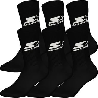 Starter Unisex 6-Pack Crew Socks, Black, 35