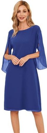 Grace Karin Femme Robe D&eacute;t&eacute; Mini Imprim&eacute; Florale Courte Manches 3/4 Col Rond De Printemps Bleu Fonc&eacute; Brillant M Grande Taille