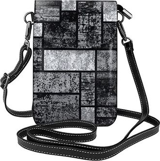 IUBBKI Sac à main abstrait gris pour téléphone portable - petit portefeuille en cuir à bandoulière pour femmes, sac à bandoulière, carte de transport, cosmét