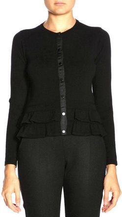 Emporio Armani Strickjacke Damen Cardigan Eleganter Feinstrick mit Volants Doppellagige Volants, Zentrale Knopfleiste