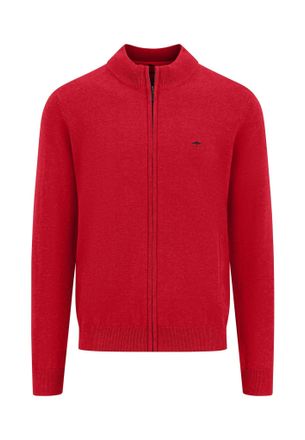 Fynch-Hatton Strickjacke aus Baumwolle mit Stehkragen Poppy red / 3XL