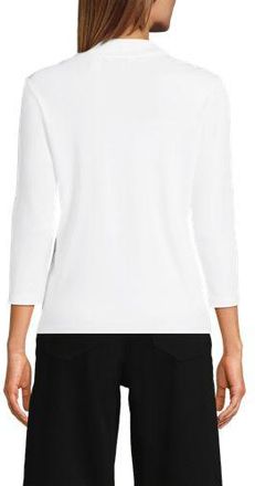 Lands End Supima Poloshirt mit 3/4-Ärmeln, Damen, Größe:32-34 regular, Weiß, Baumwolle, by Lands End