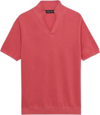 Brooks Brothers Homme, Tops, Rose, Taille: L Polo en Piqu&eacute; &agrave; Col Ouvert