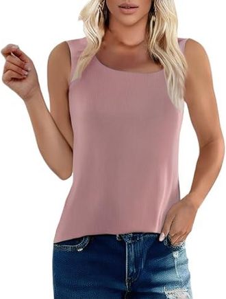 Generic D&eacute;bardeur d&eacute;t&eacute; ample pour femme - L&eacute;ger et &eacute;l&eacute;gant - Sans manches - Tissu rafra&icirc;chissant - Camisole - Respirant - Stretch - A&eacute;r&eacute; - L&eacute;ger, Rose, XXL