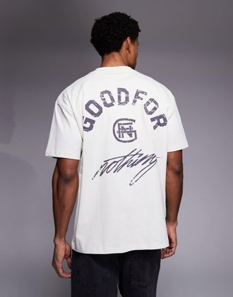Good For Nothing Oversize-T-Shirt in Wollwei&szlig; mit Logoprint am R&uuml;cken