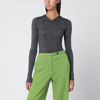 Miu Miu Graues lang&auml;rmliges Shirt aus Lurex