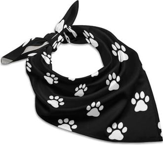 Generic Écharpe carrée en soie blanche avec empreintes de pattes - Écharpe légère pour cheveux respirante - Cadeau pour homme et femme, multicolore, 46x46cm