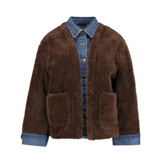 Geisha Denim & Teddy Jacke - - Jackets - Damen - Braun - S