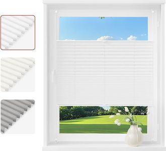 Woltu Plissee ohne Bohren Klemmfix Faltrollo Jalousie Wei&szlig; 105x130cm (BxH), Plisseerollo Crushed Optik Sichtschutz und Sonnenschutz Easyfix lichtdurchl&auml;ssig