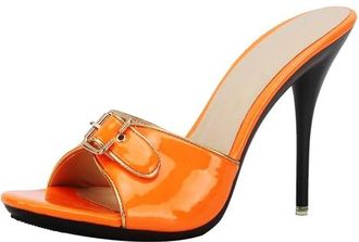 Miyoopark Mules sexy pour femme avec talon aiguille Mule d&eacute;t&eacute;, T13 Orange, 43 EU