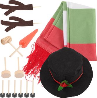 Healifty Toyvian Weihnachtsschneemann Dekorationsset Gro&szlig;format 16 St&uuml;ck mit M&uuml;tze und Rot Wei&szlig; Gr&uuml;nem Schal Wiederverwendbare Selbstgemacht Schneemann Bastelr