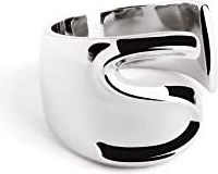 Singularu Bague personnalisée Letter Signet. Solide et ajustable. Laiton avec finition plaqué rhodium. Taille unique. Bijoux pour femme. Lettre S