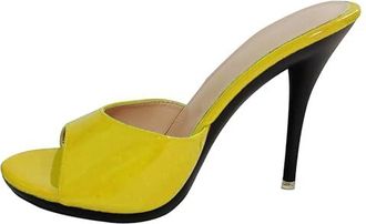 Miyoopark Mules sexy pour femme avec talon aiguille Mule d&eacute;t&eacute;, jaune, 43 EU