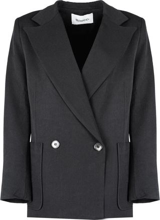 Silvian Heach Blazer oversize &agrave; double boutonnage - Femme - Vestes - Noir - Taille: 38 FR
