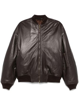 Salvatore Santoro veste bomber à design en cuir - Marron