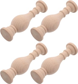 Cabilock NOLITOY 4 St&uuml;ck Unlackierte Holzspindeln Robuste R&ouml;mische S&auml;ulendekorationen aus Massivem Holz Fein Geschnitzt Glatte Oberfl&auml;che Stabil f&uuml;r Treppengel