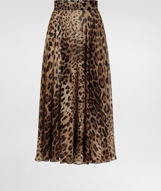 Dolce & Gabbana Leopard-print Chiffon Circle Skirt - Frau R&ouml;cke Animalprint 42