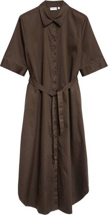 Comma Midikleid Kleid Hemdkleid aus Baumwoll-Satin in Midil&auml;nge