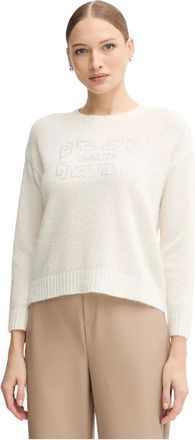 Gaud&igrave; Femme, Pulls, Beige, Taille: 36 FR Pull &agrave; col rond orn&eacute;