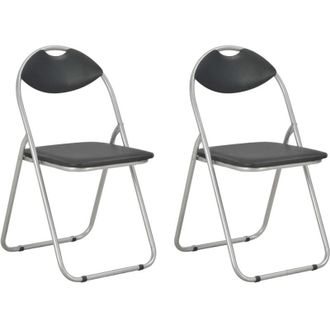 vidaXL Vidaxl - Chaises pliantes &agrave; manger lot de 2 noir similicuir