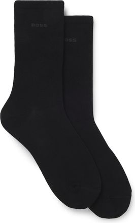 HUGO BOSS Businesssocken BOSS 2P RS Uni Logo CC W, Damen, Gr. 39-42, schwarz (schwarz 001), Baumwolle, unifarben, normal, Socken, mit BOSS Schriftzug