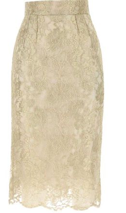 Dolce & Gabbana Gold Lace Pencil Skirt Size 42