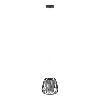 Eglo Pendelleuchte Floresta, 1 flammige H&auml;ngelampe, H&auml;ngeleuchte aus Metall in Schwarz und Rauchglas in Schwarz-Transparent, Esstischlampe, Wohnzimmerlampe