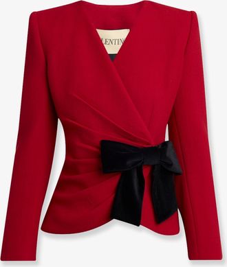 Valentino Wool crepe blazer with bow - VALENTINO - gender_Woman