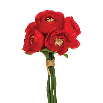 Atmosphera Atmosphera - Bouquet de 6 renoncules artificielles - H25 cm - Rouge