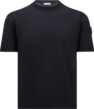 Moncler Moncler T-shirt En Coton Et Soie, Homme, Bleu, Taille: 3xl