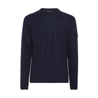 Peuterey Blauer Wollmischpullover mit Zopfmuster - - Sweatshirts & Hoodies - Herren - Blau - S