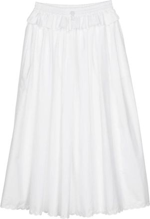 Cecilie Bahnsen Femme, Jupes, Blanc, Taille: 36 FR Jupe midi &agrave; volants avec ceinture &agrave; nouer