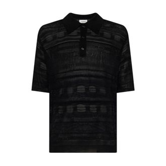 Laneus Homme, Tops, Noir, Taille: L Polo en maille de coton de couleur unie