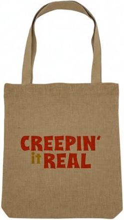 Fabulous Sac Shopping Tote Bag Aspect Lin - Creepin it Real Pumpkin Halloween Fear Horror - Sac de Courses Toile Epaisse 360g Beige Naturel Cabas Port&eacute; Epaule 