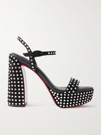 Christian Louboutin Sandales Plates-formes En Daim À Cristaux Movida Jane 130 - Noir