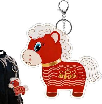 Generico Porte-cl&eacute;s Cheval Ann&eacute;e Chinoise 2026 - Pendentif En Acrylique 2D Mascotte Pour Sac &agrave; Dos Pour Nouvel An Chinois | Accessoire De Cl&eacute; En Forme De Cheva