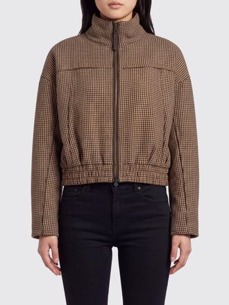 Brunello Cucinelli Bomber en laine vierge &agrave; motif pied-de-poule et col montant