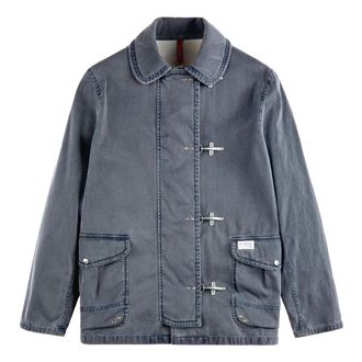 Fay Homme, Vestes, Gris, Taille: M Toggle Collared Jacket