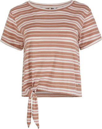 O'Neill Damen Lw Striped Knotted T-Shirt, 7940 Braun-Beige AOP W/Pink, XS-S