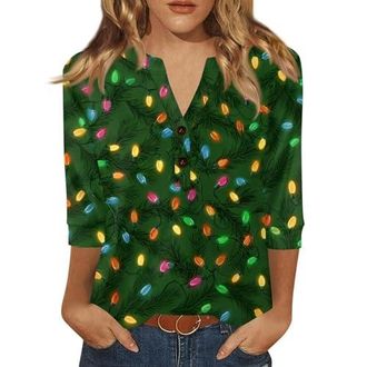 Generic T-shirt d&eacute;contract&eacute; imprim&eacute; doux et confortable &agrave; manches trois-quarts haut coupe d&eacute;contract&eacute;e pour femme chemise vacances design graphique usage quot