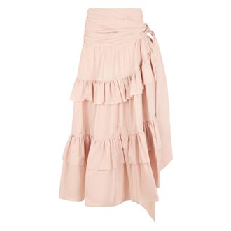 Chlo&eacute; Femme, Jupes, Rose, Taille: 38 FR Long skirt with ruffle in cotton poplin