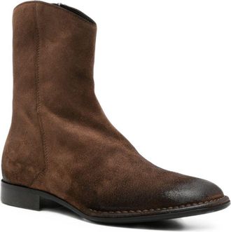 Emporio Armani Burnished Suede Ankle Boot - Brown