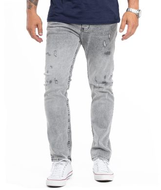 Rock Creek Herren Jeans Regular Fit Stretch Jeans M&auml;nnerhose Herrenjeans Denim Hosen Herrenhose Straight Cut Stonewashed RC-2360 Grau W42 L34