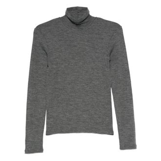 Forte_Forte Woll-Rippstrick-Rollkragen-T-Shirt - - Knitwear - Damen - Grau - XS