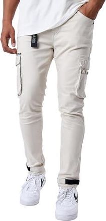 Project X Paris Jean Cargo Poches et Sangle de resserrement en Bas Greige 30US