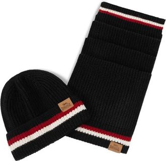 Lonsdale Butleigh Bonnet, Noir/Rouge foncé/écru, Taille Unique Mixte