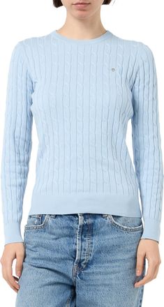 GANT Damen Stretch Cotton Cable C-Neck Pullover, Fresh Blue, L EU