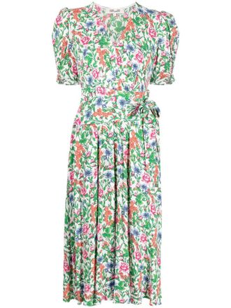 Diane Von F&uuml;rstenberg Midikleid mit Falten - Wei&szlig;