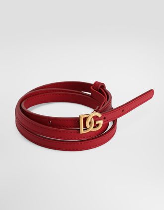 Dolce & Gabbana Cintura Logata - Frau G&uuml;rtel Rot Leder 100